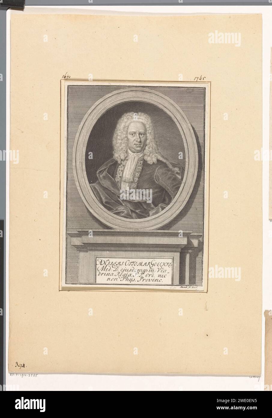 Portrait van Andreas Ottmar Goelicke, Georg Paul Busch, 1738 print ...