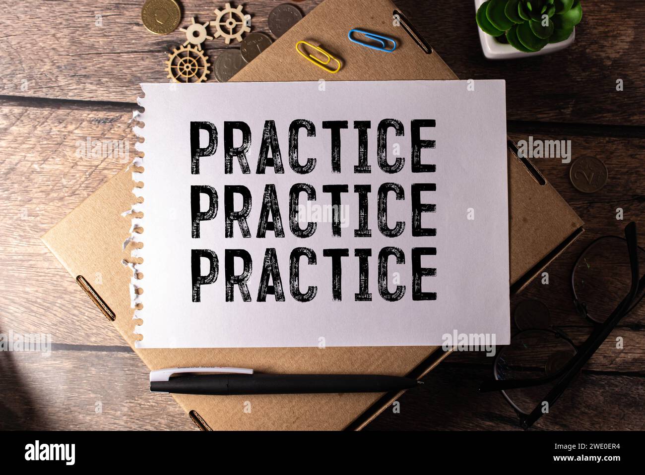 Practice. Practice. Practice text on sticky notes isolated on office ...