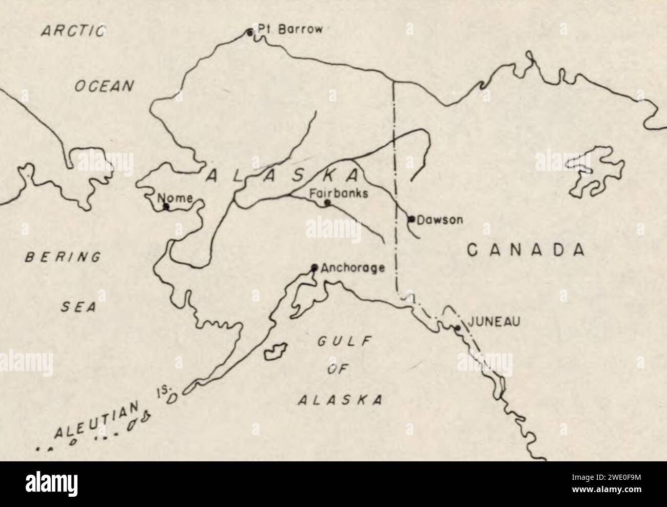 Alaska and the Aleutians Map Stock Photo - Alamy