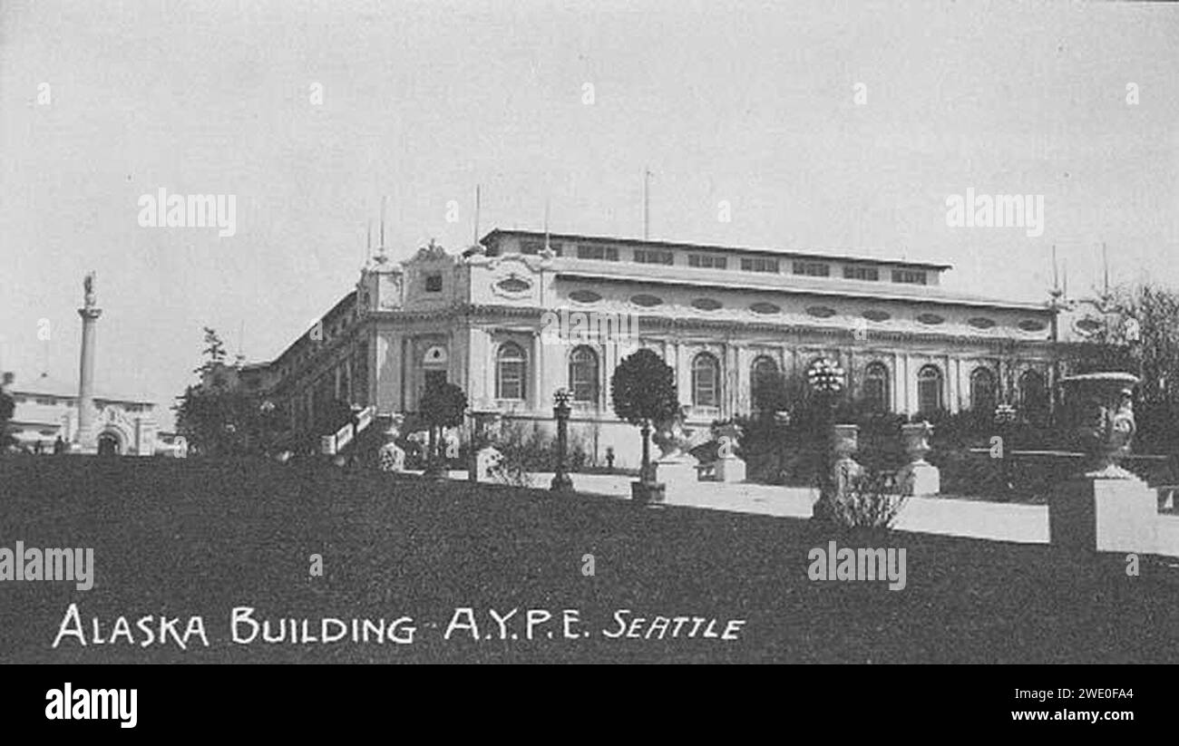 Alaska Building and Monument to the left, Alaska-Yukon-Pacific ...