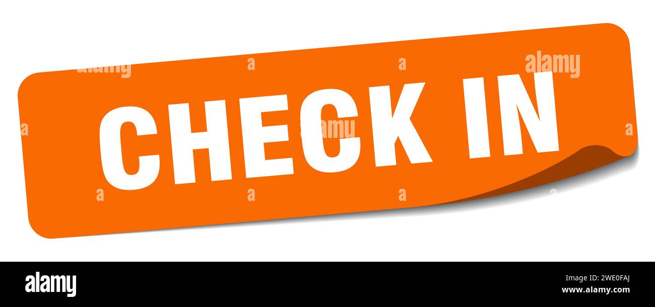 check in sticker. check in rectangular label isolated on white ...