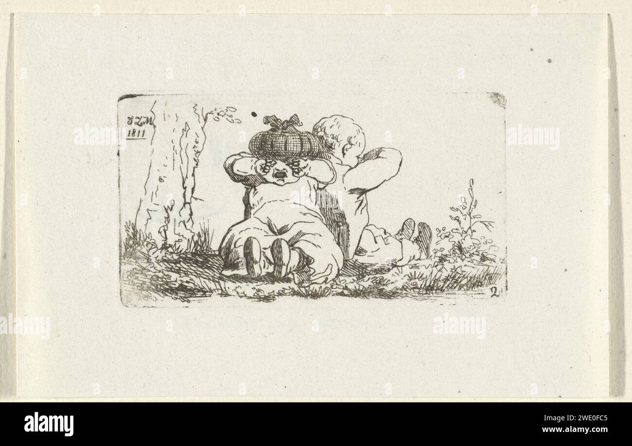 Two crying children, Jean Zacherie Mazel, 1811 print A girl and a boy ...