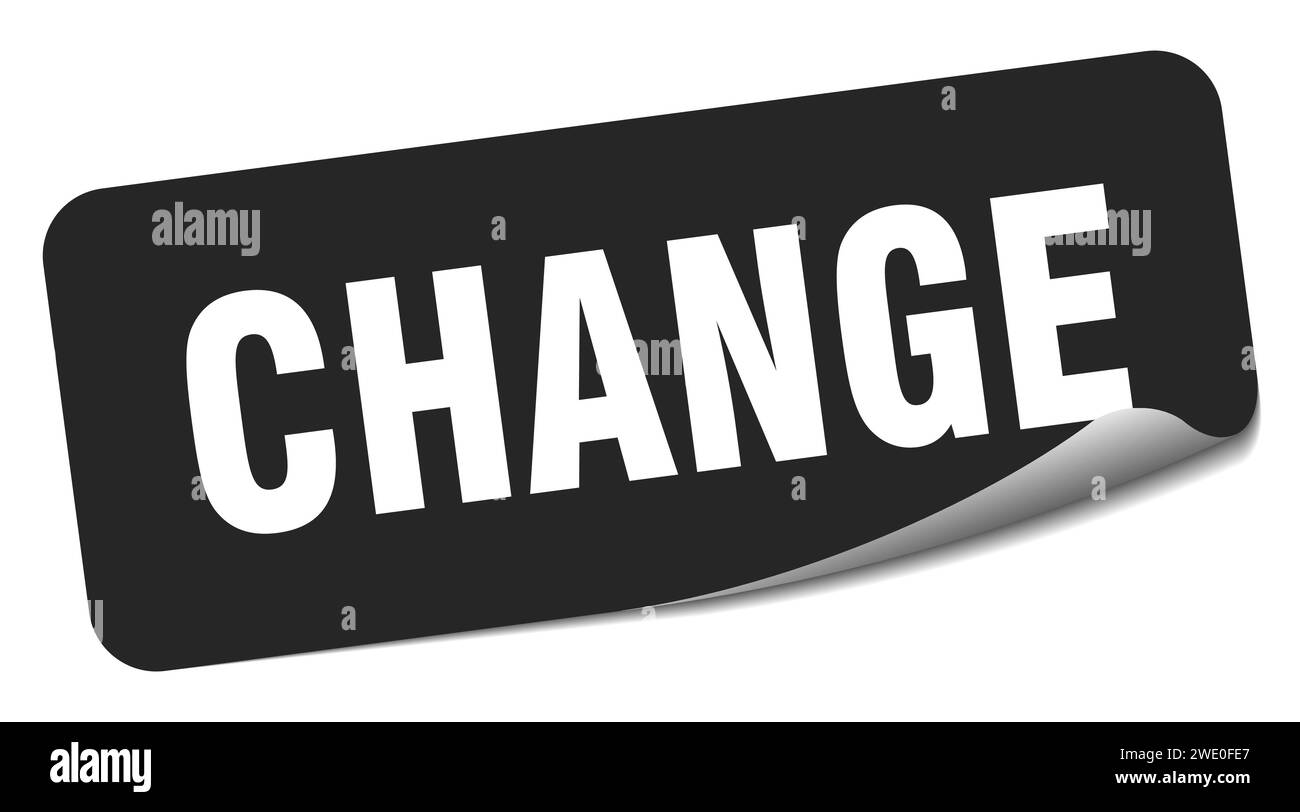 change sticker. change rectangular label isolated on white background ...