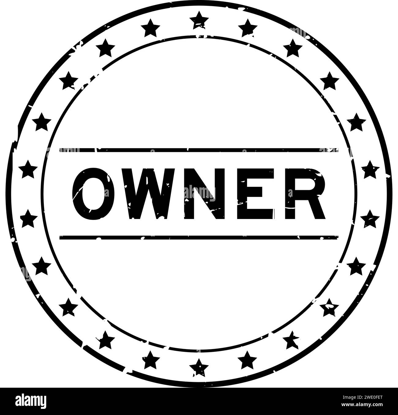 Grunge black owner word round rubber seal stamp on white background ...