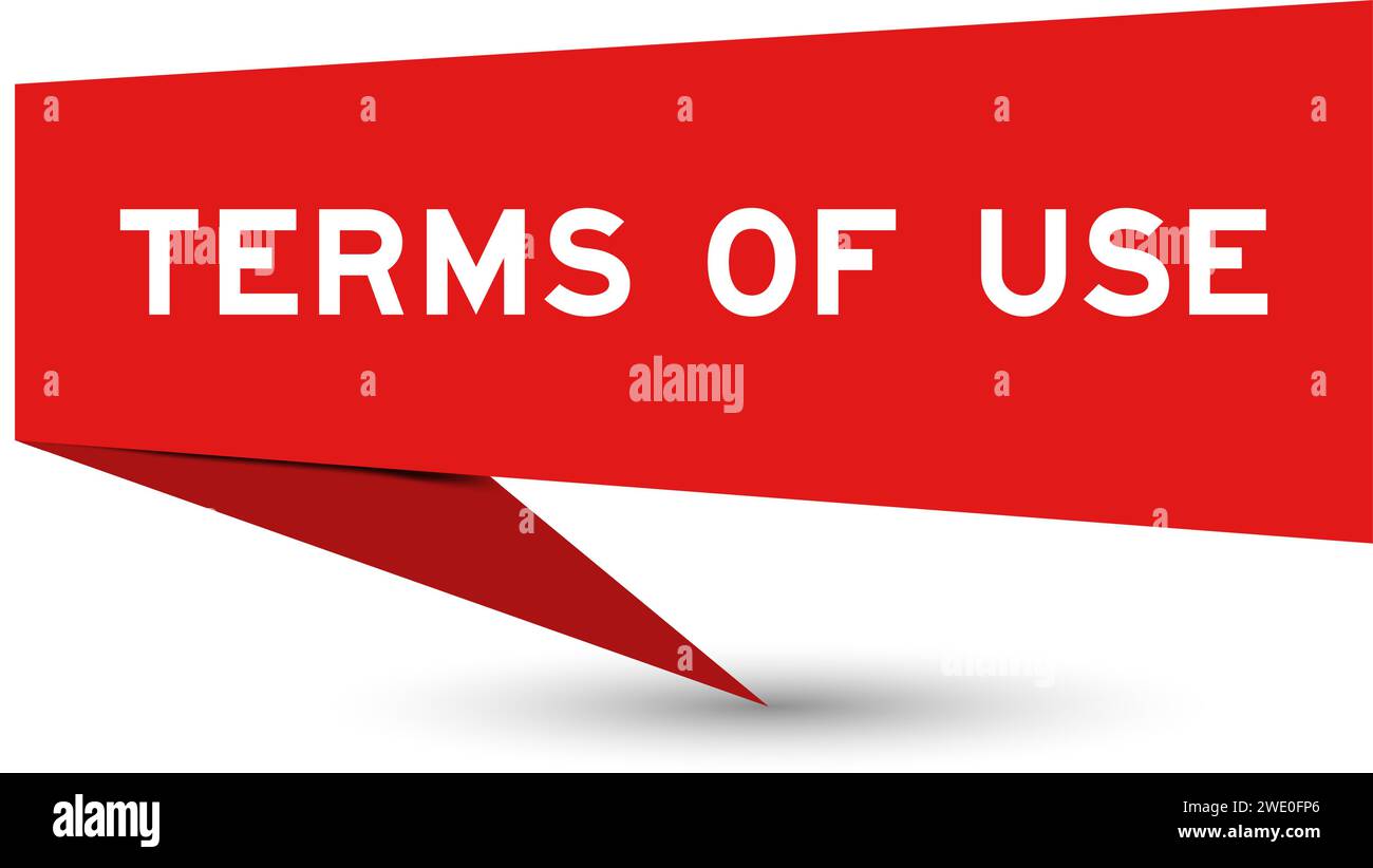 Red color speech banner with word terms of use on white background ...