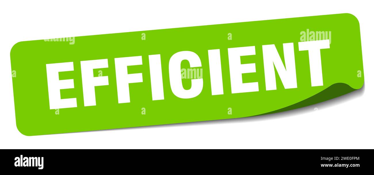 efficient sticker. efficient rectangular label isolated on white ...