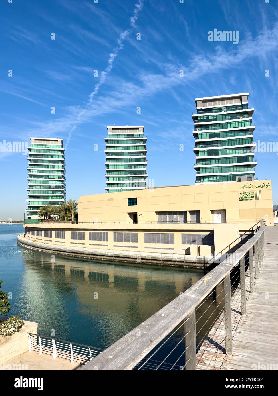 Apartment buildings of the Al Bandar neighbourhood in Al Raha Beach ...
