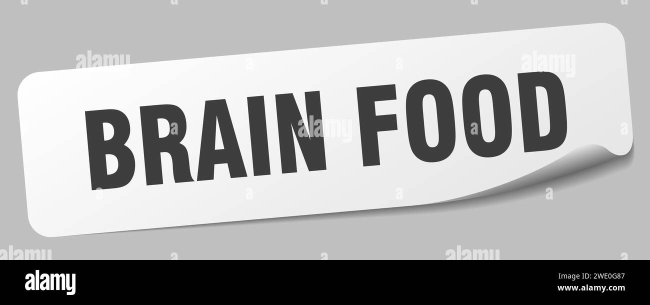 brain food sticker. brain food rectangular label isolated on white ...