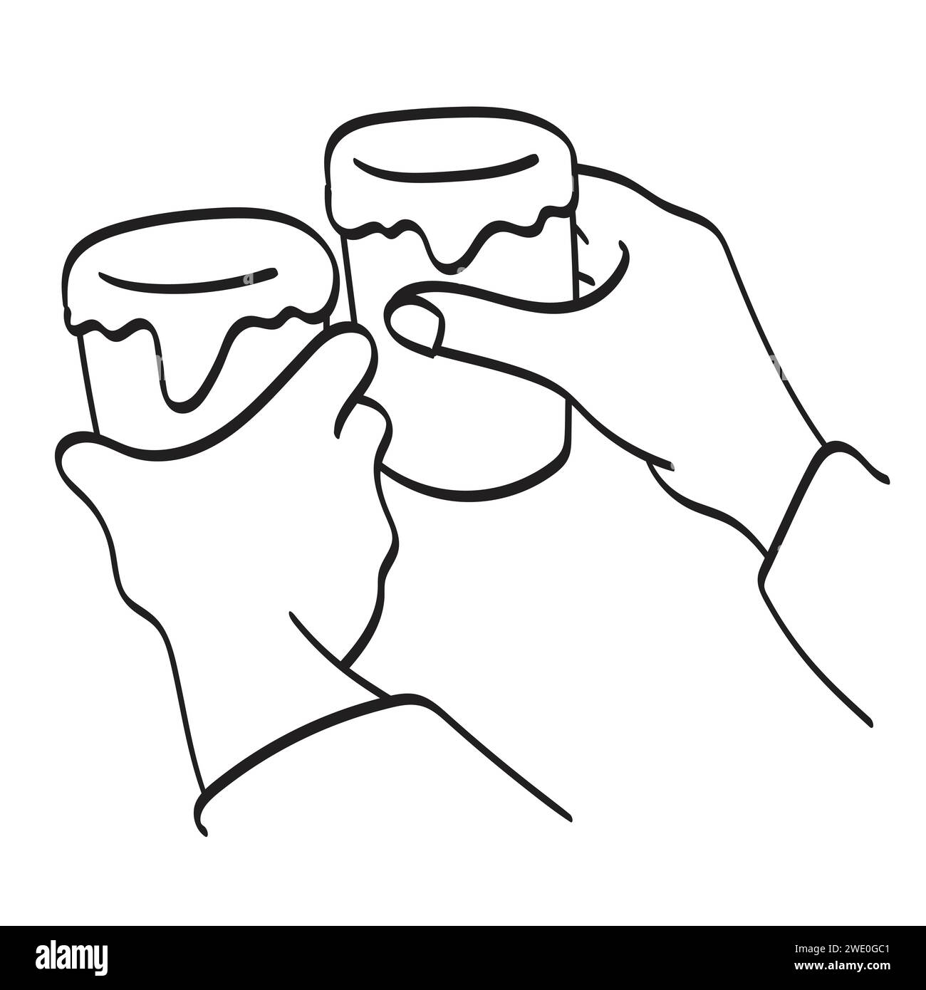 Closeup of two men toasting with beer illustration vector hand drawn ...