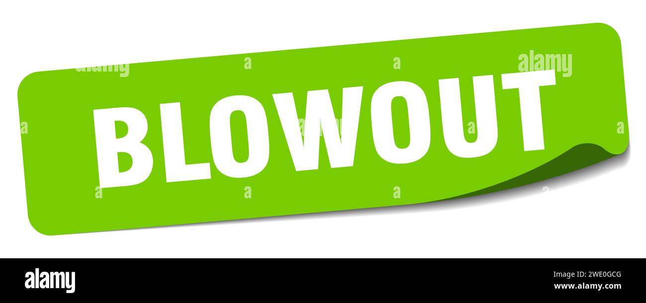 blowout sticker. blowout rectangular label isolated on white background ...