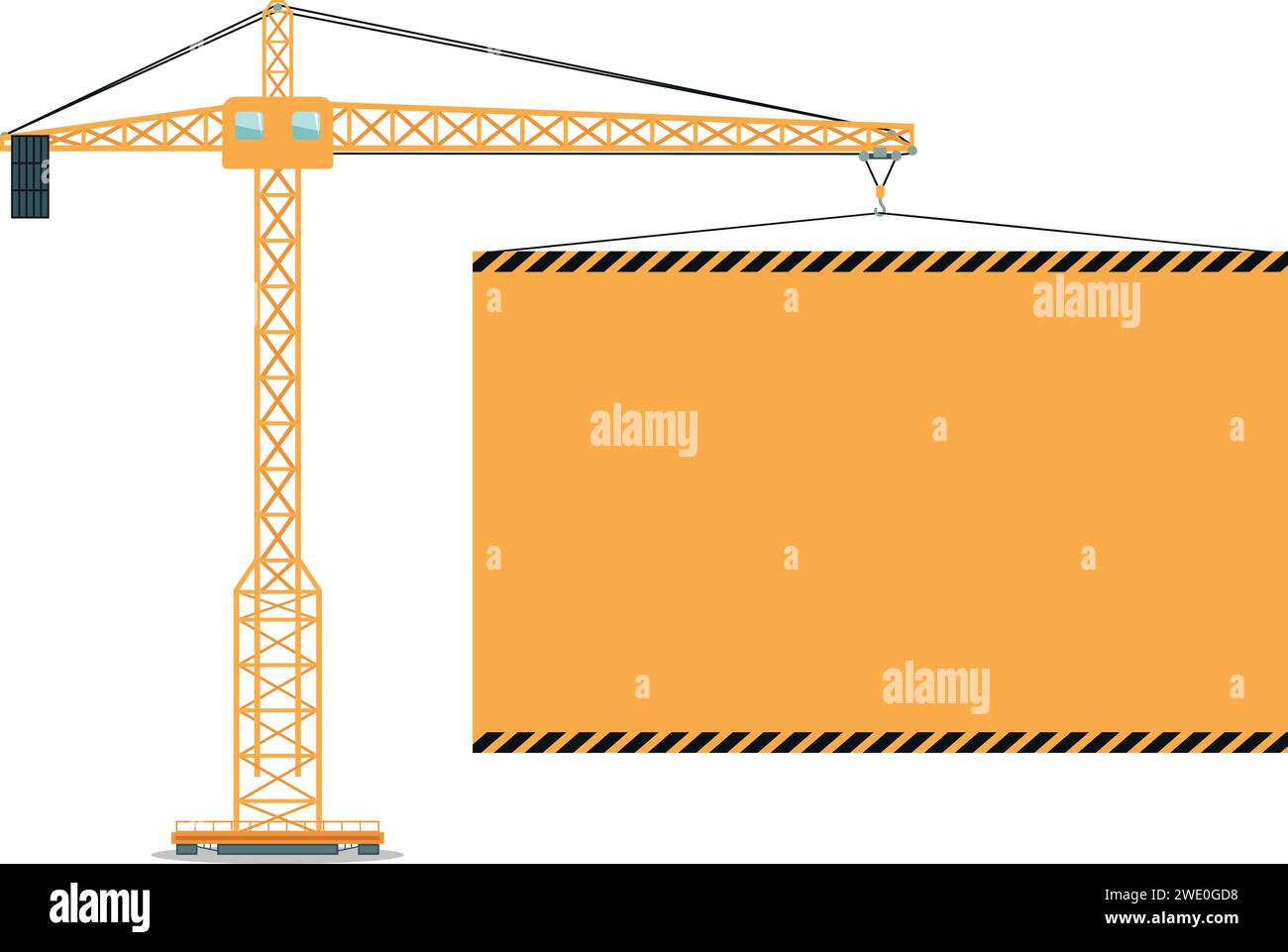 Construction Civil Tower Crane with Poster Icon in Flat Style Stock ...