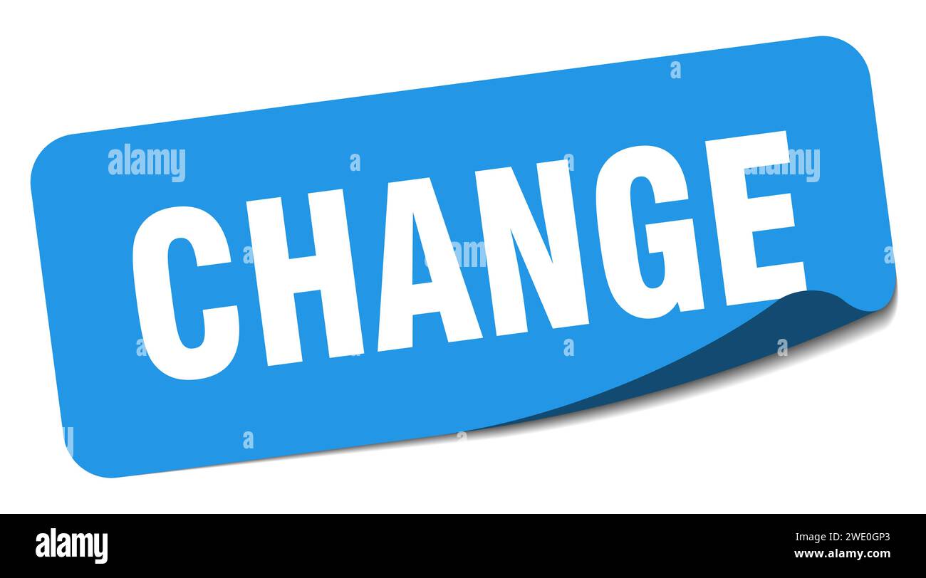 change sticker. change rectangular label isolated on white background ...