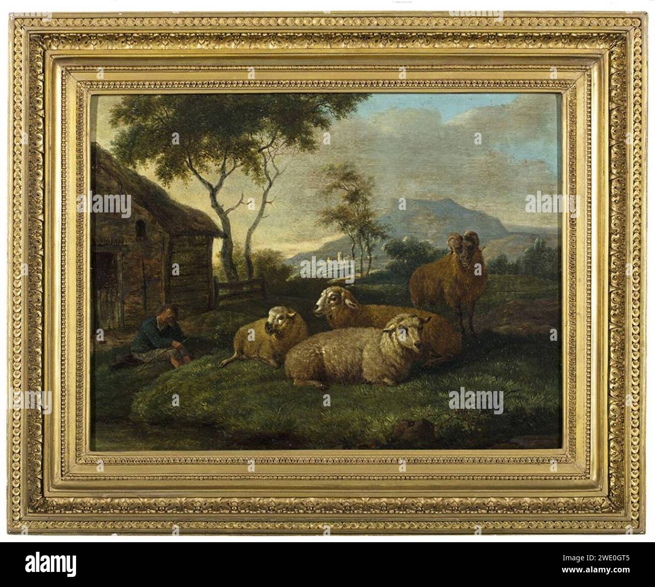 Albarta ten Oever - Schapen met herdersjongen, Herder met schapen in ...