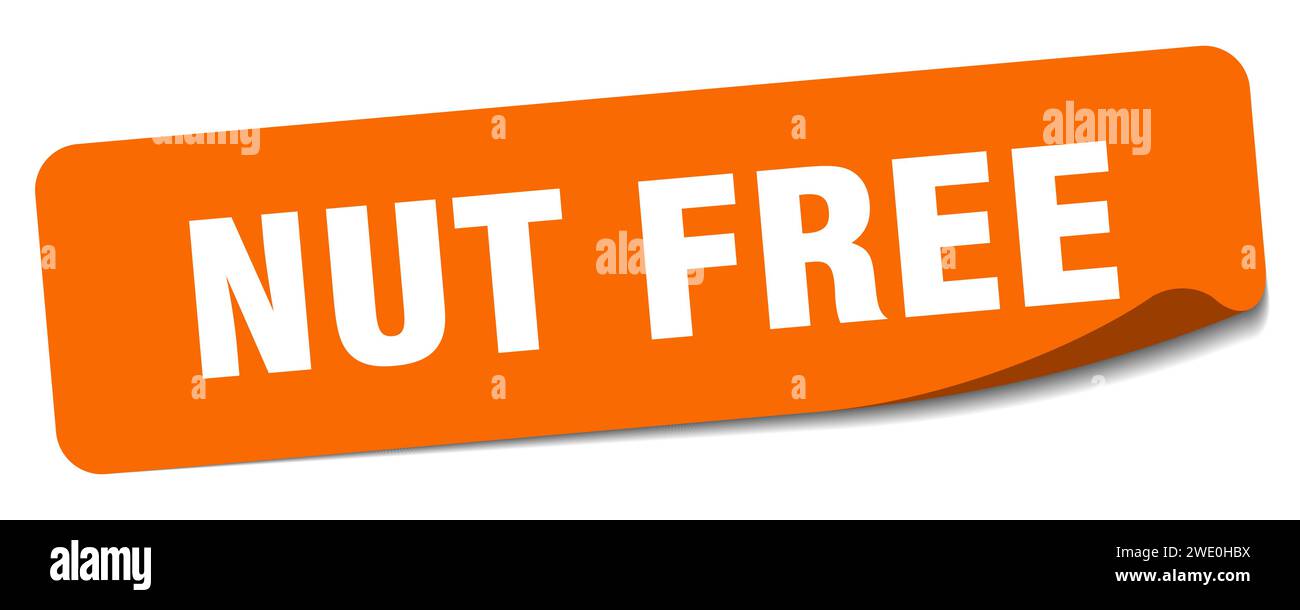 nut free sticker. nut free rectangular label isolated on white ...