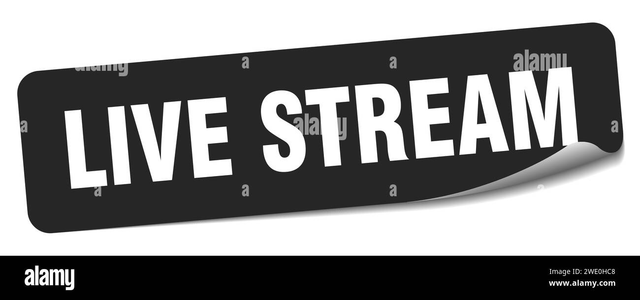 live stream sticker. live stream rectangular label isolated on white ...