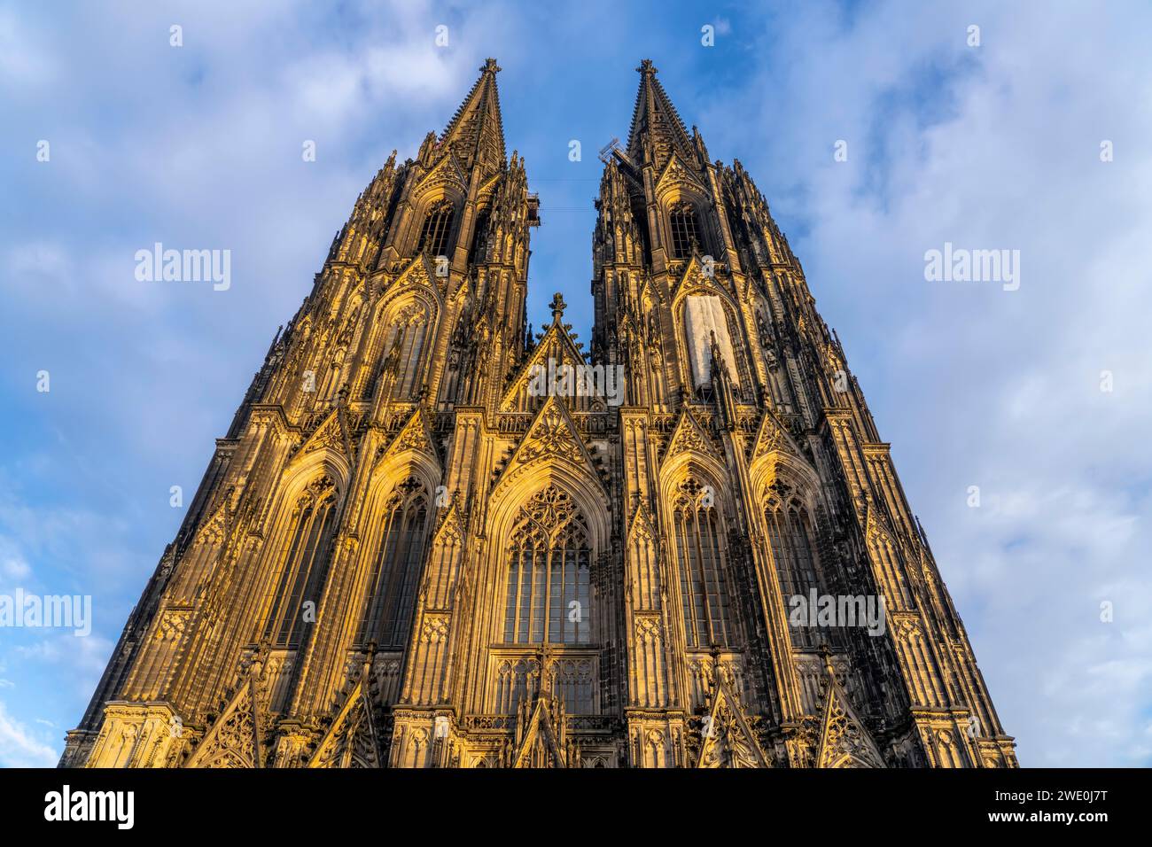 Cologne Cathedral, view of the west façade, on the north tower one of ...