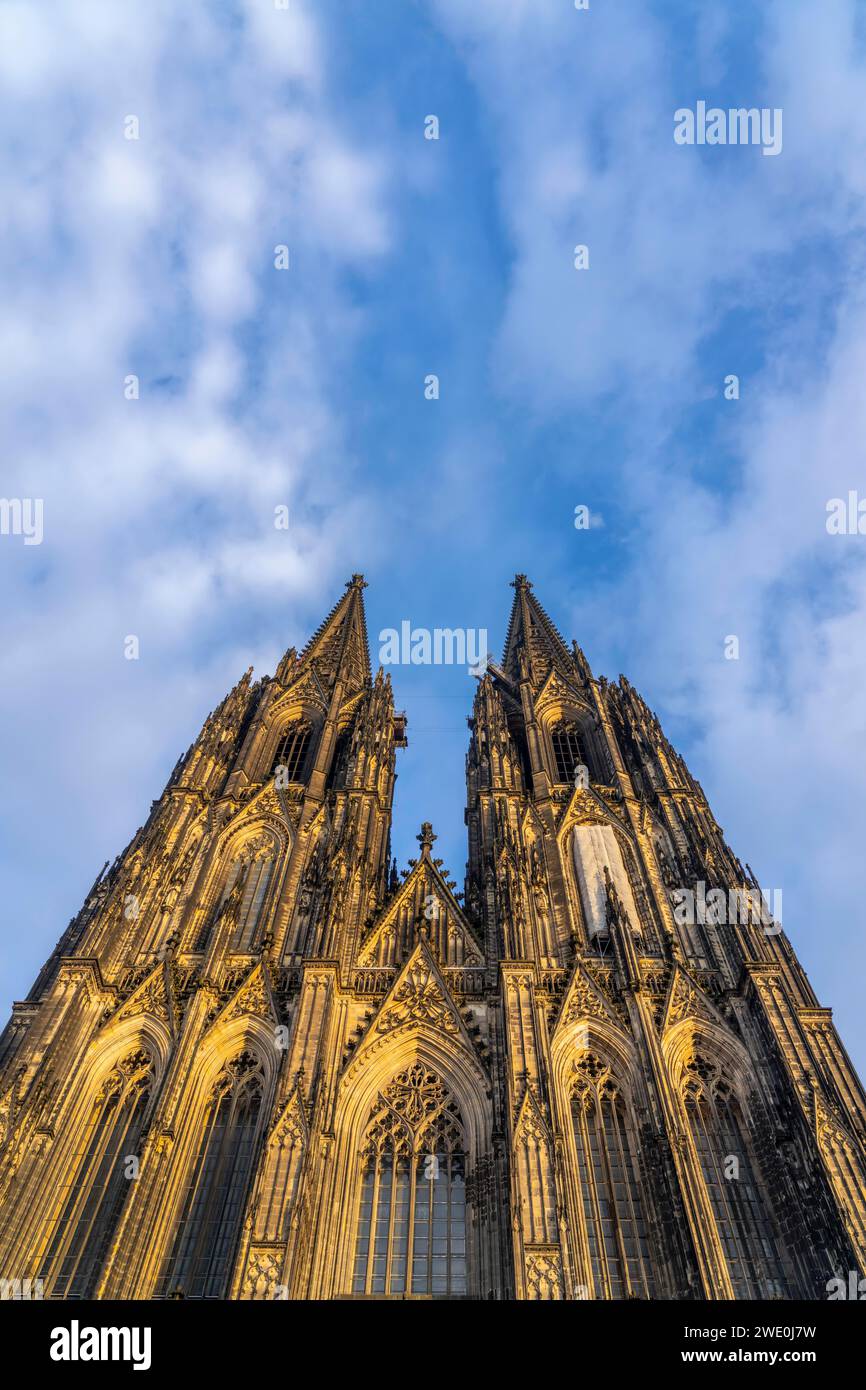 Cologne Cathedral, view of the west façade, on the north tower one of ...