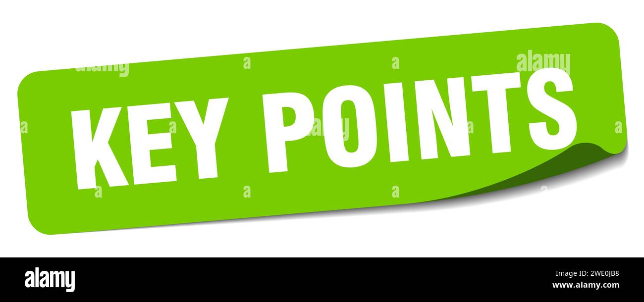 key points sticker. key points rectangular label isolated on white ...