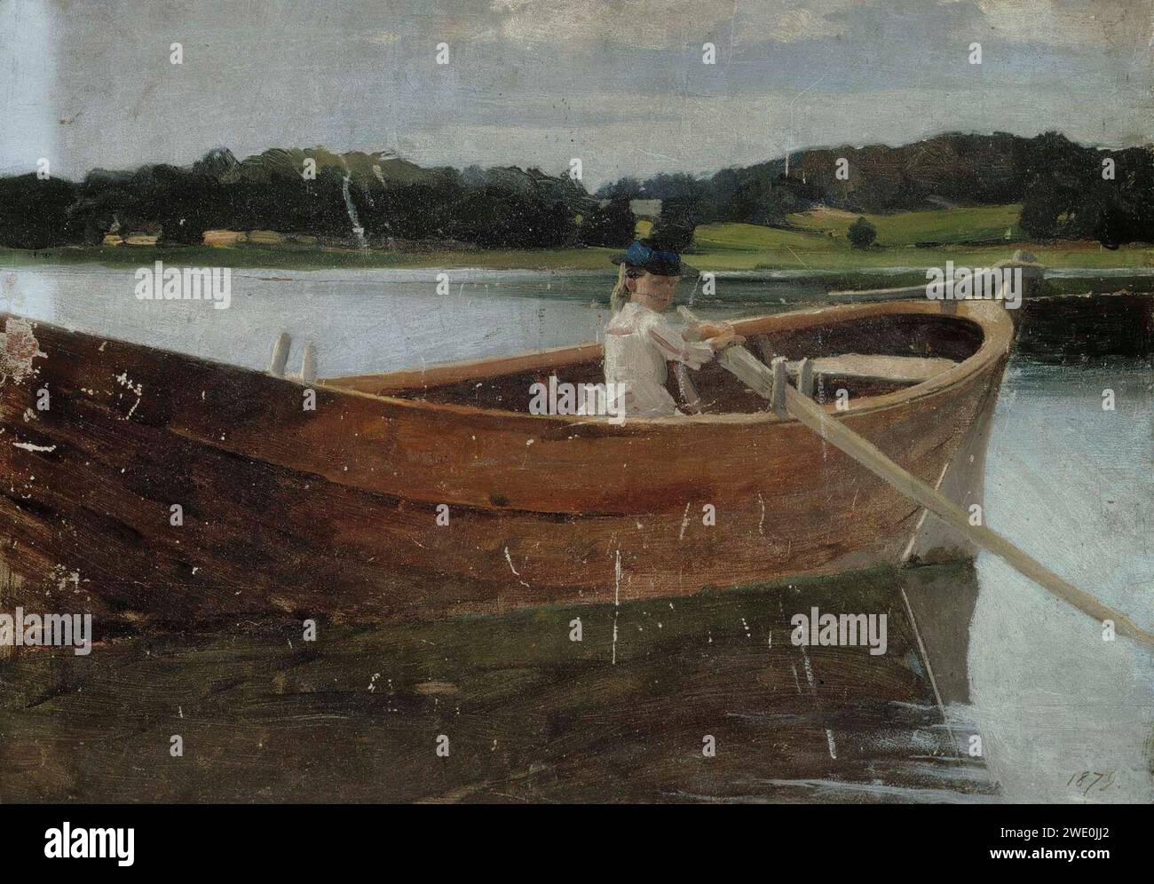 Albert Edelfelt - The Artist's Sister Berta in a Rowing Boat, study Stock Photo - Alamy