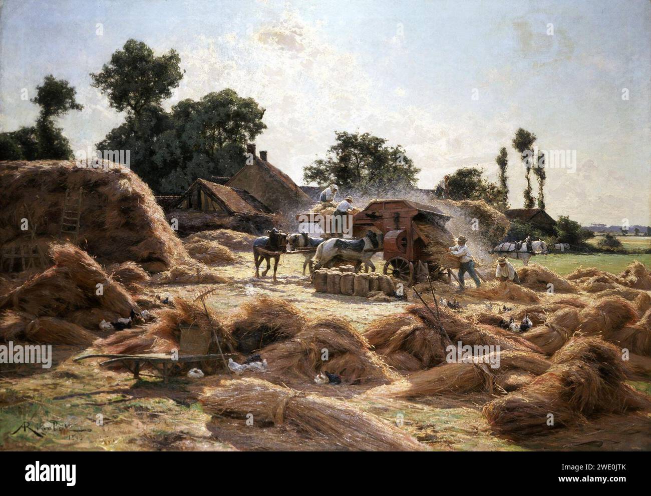 Albert Garbriel Rigolot - The Threshing Machine Stock Photo - Alamy