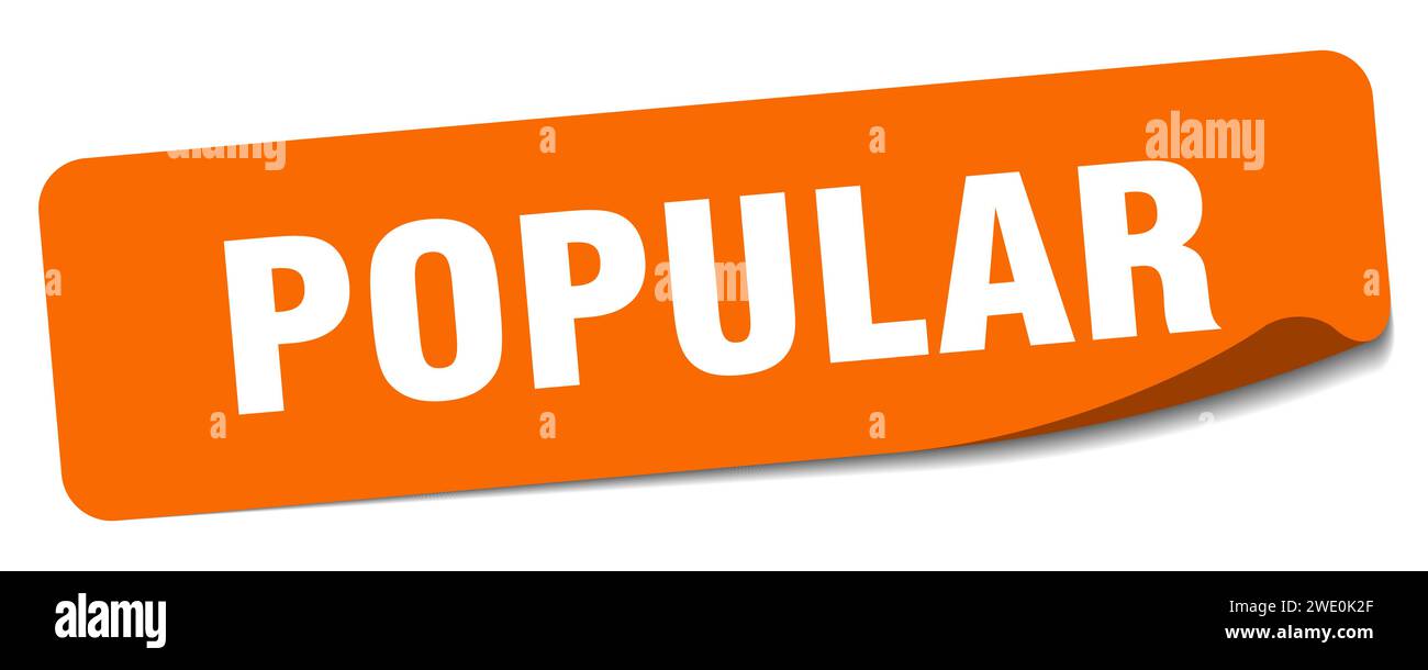 popular sticker. popular rectangular label isolated on white background ...