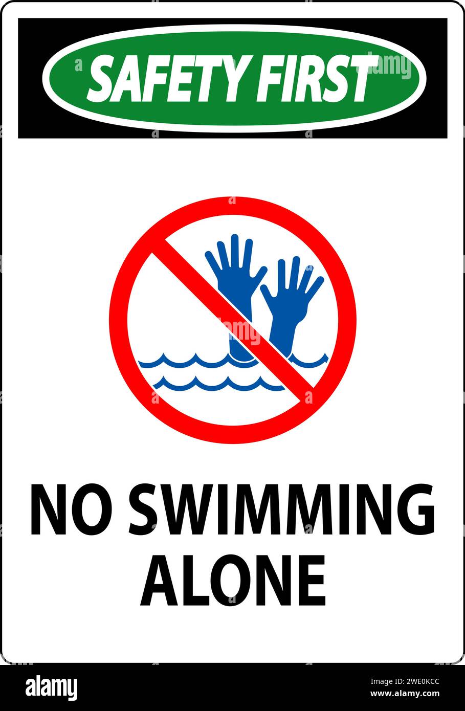 Pool Safety First Sign, No Swimming Alone Stock Vector Image & Art - Alamy