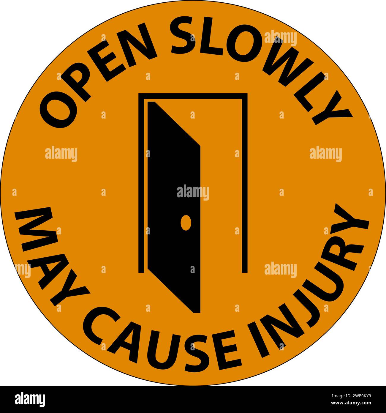 Warning Sign, Open Slowly, May Cause Injury Stock Vector Image & Art ...