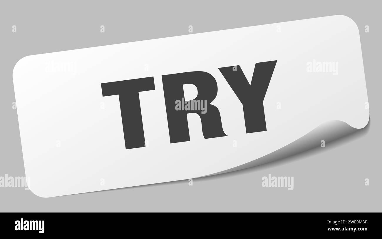 try sticker. try rectangular label isolated on white background Stock ...
