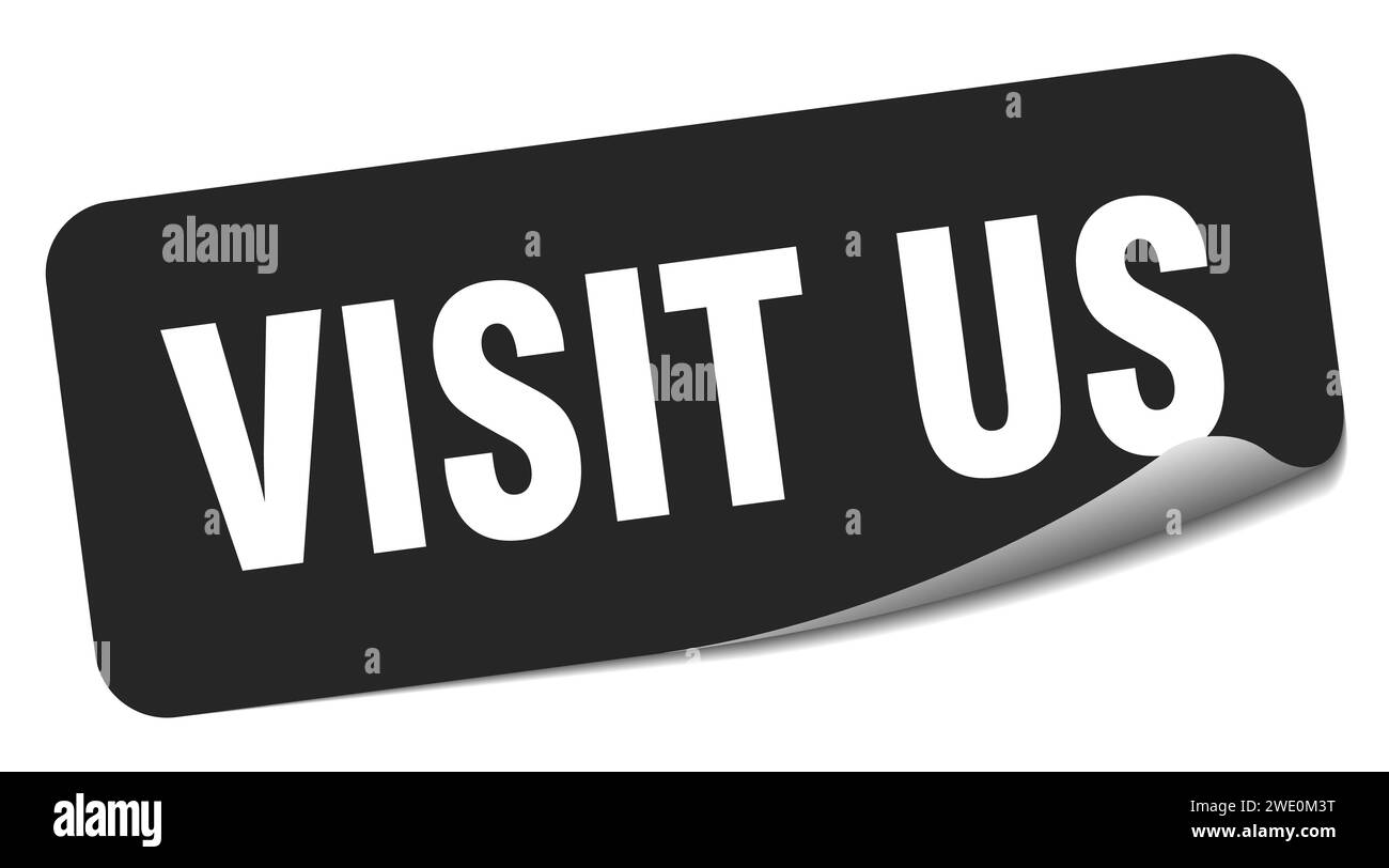 visit us sticker. visit us rectangular label isolated on white ...