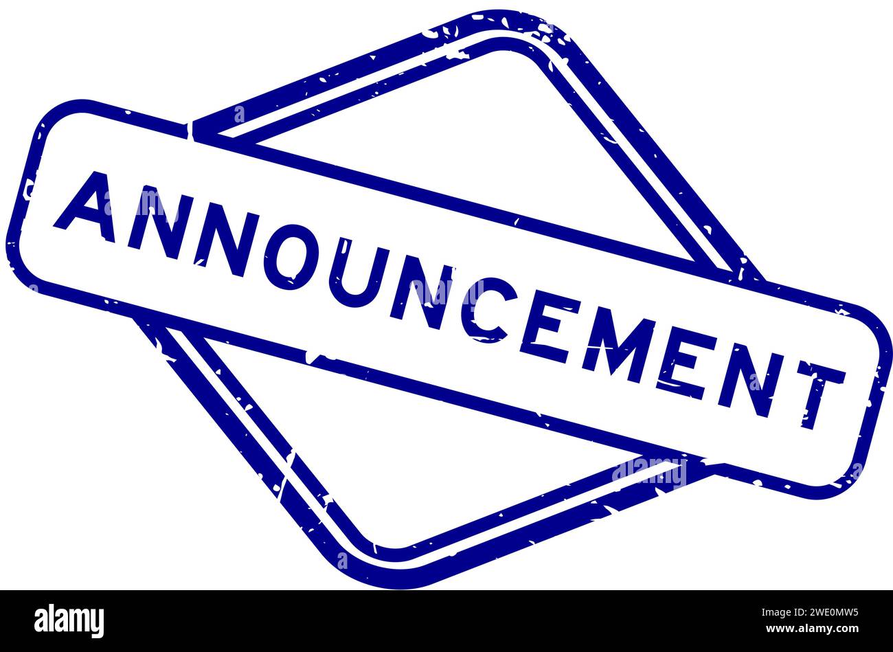 Grunge blue announcement word rubber seal stamp on white background ...