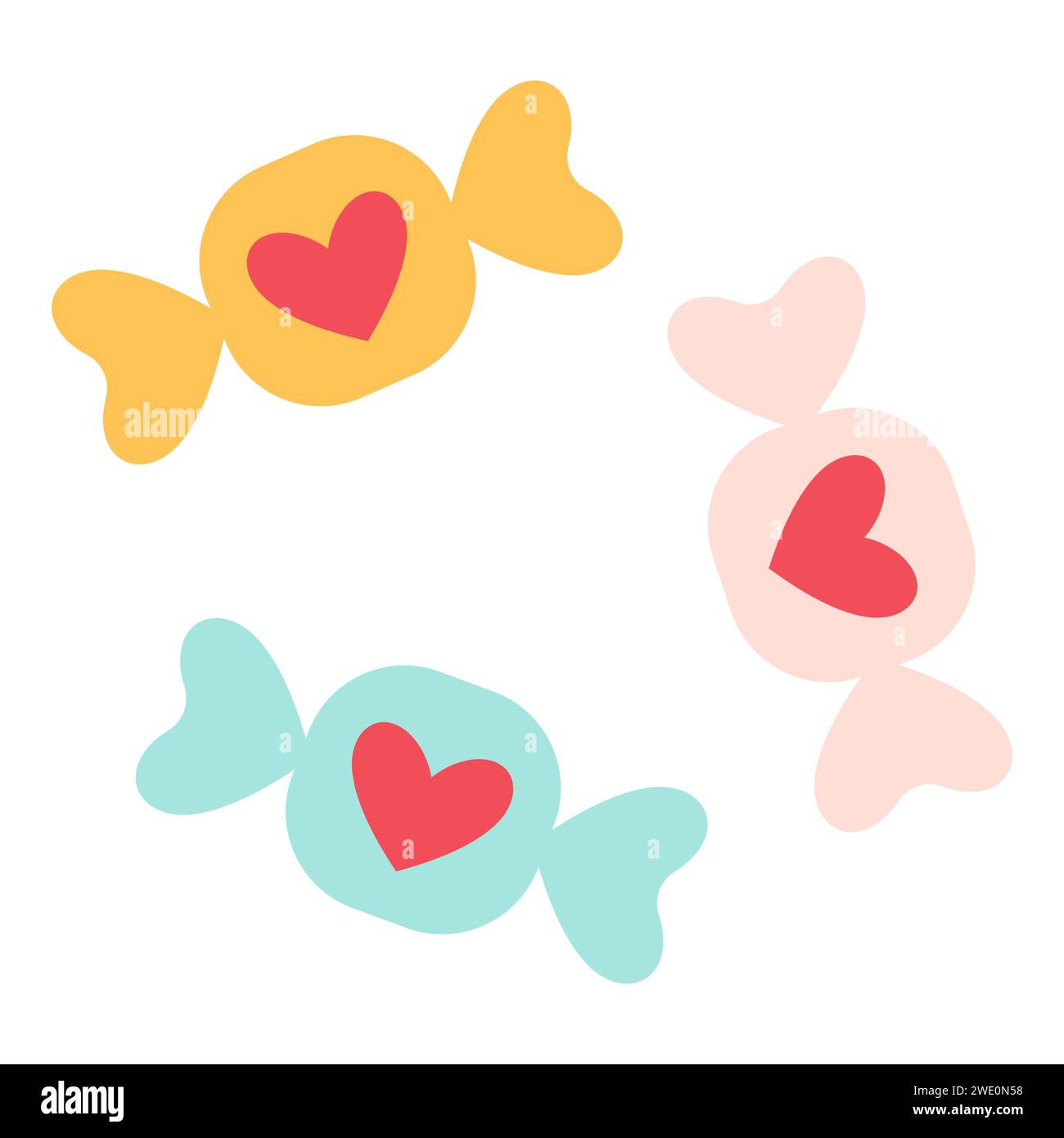 Cartoon wrapped candy. Caramel bonbon. Simple Hand Drawn. Retro style ...