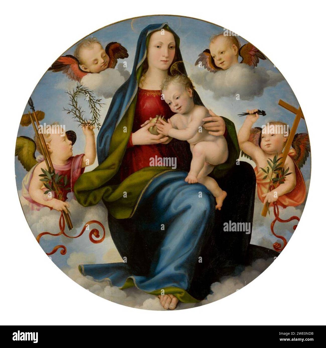 Albertinelli - MADONNA AND CHILD ENTHRONED IN THE CLOUDS, SURROUNDED BY ...