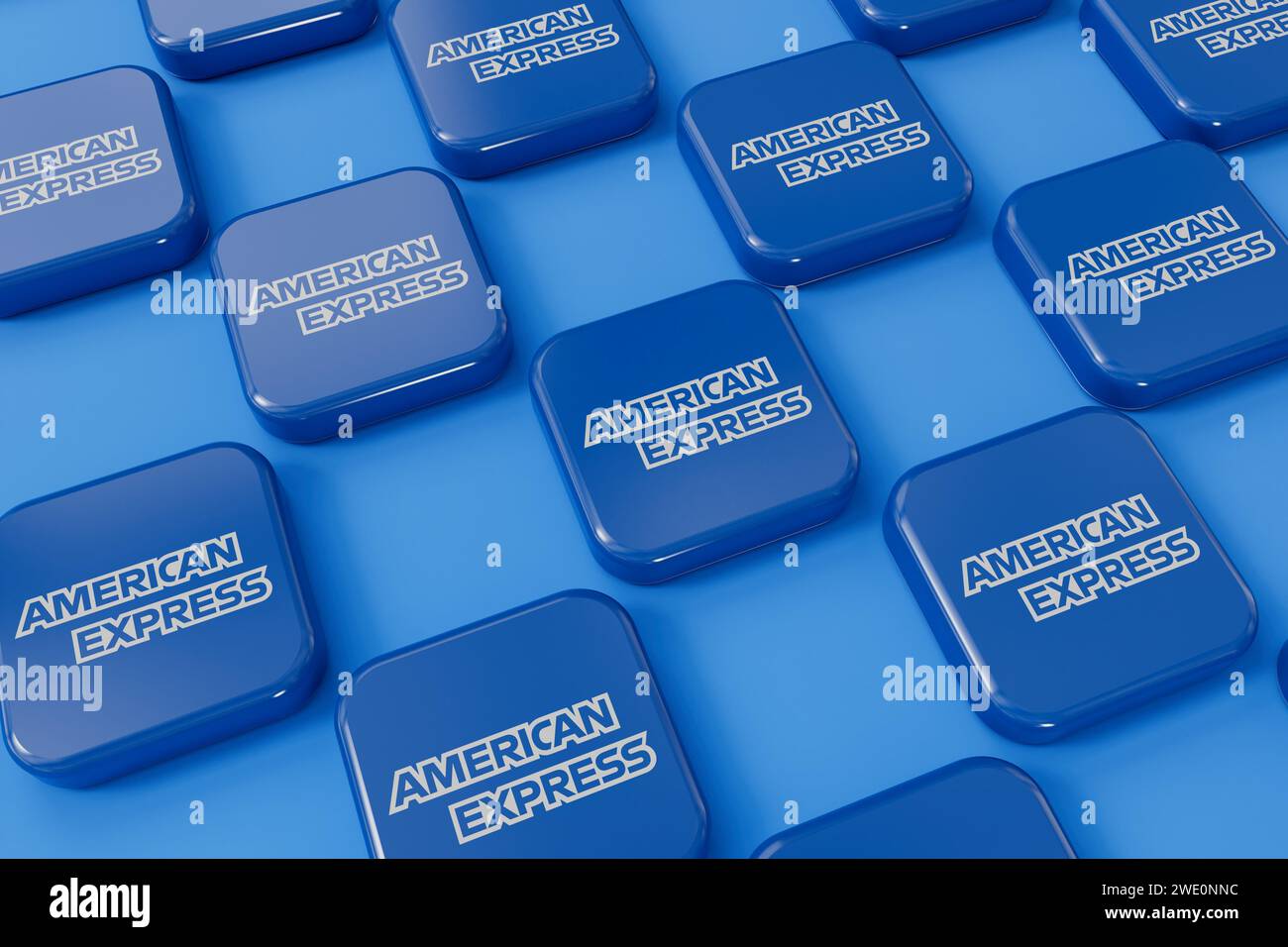 LONDON, UK - October 2023: American Express bank and financial services ...