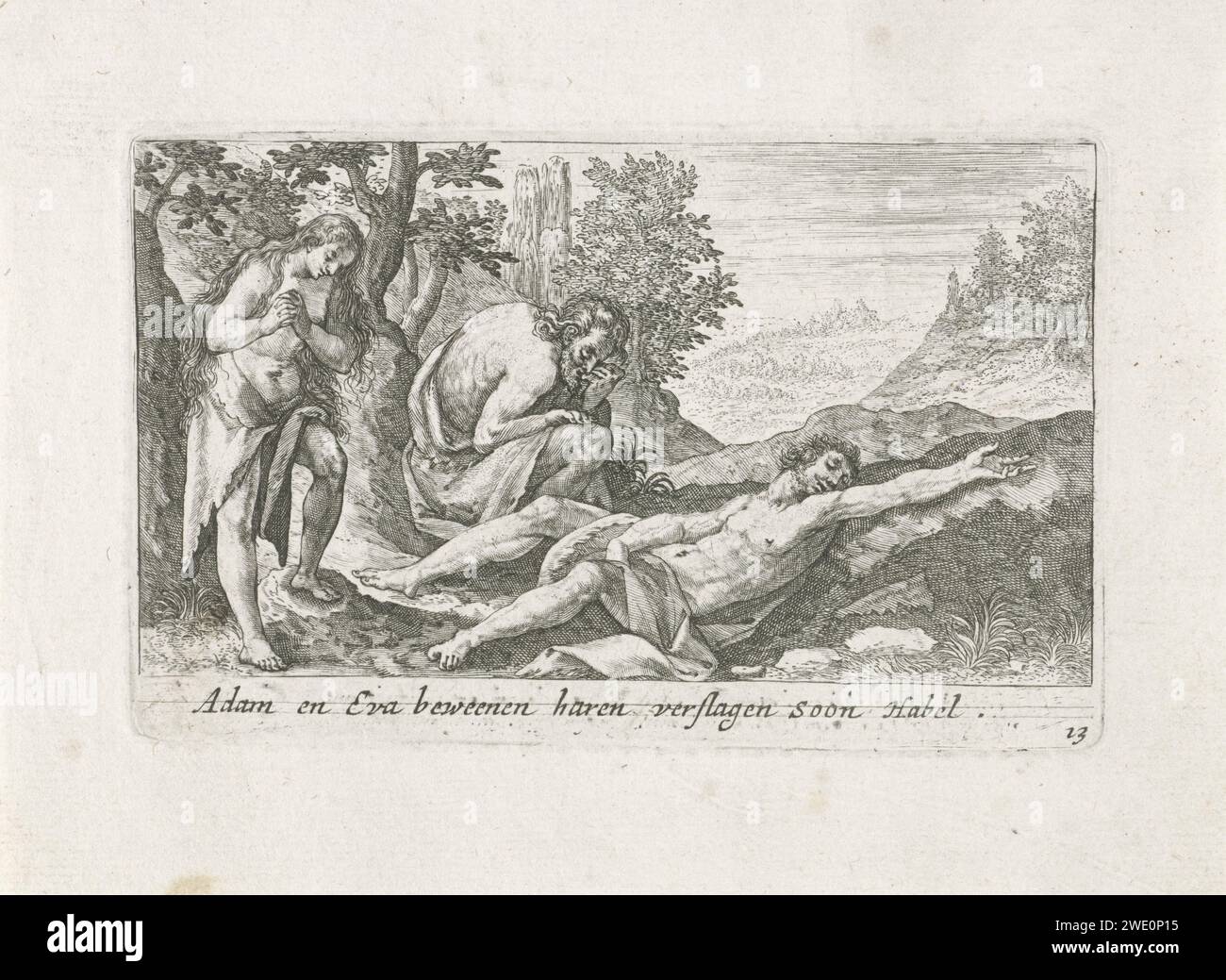 Adam and Eva borrowed the Dead Abel, Crispijn van de Passe (I), 1700 - 1750 print Adam and Eva ...