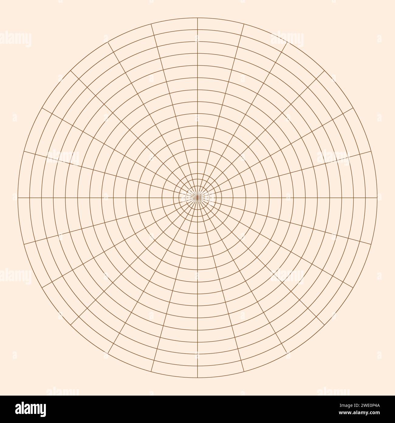 Polar coordinate circular grid isolated on white background. 360 ...