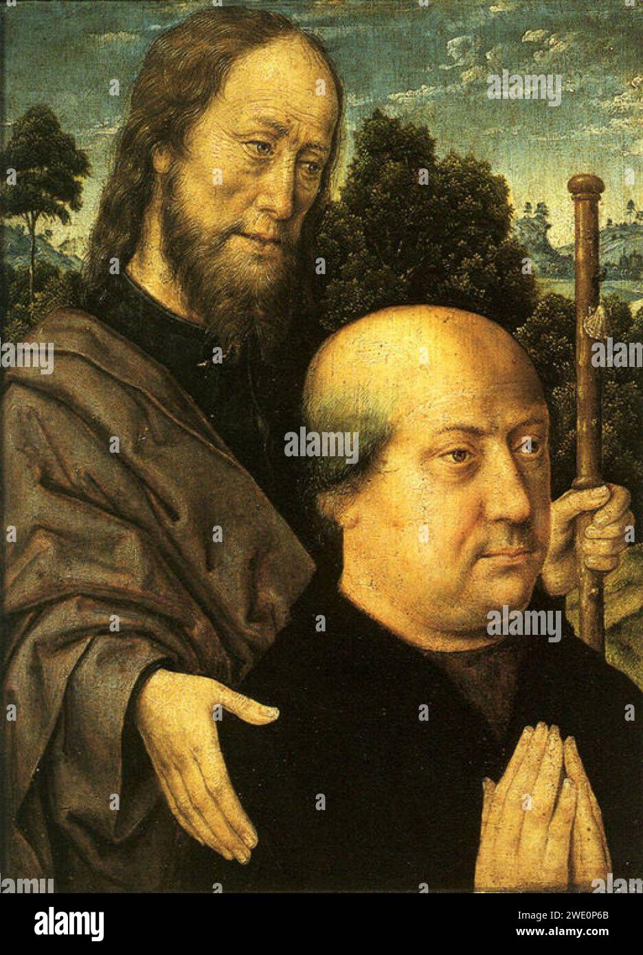 Albrecht Bouts - A Pair of Altarpiece Shutters The donor, with St. James; the donatrix, with St ...