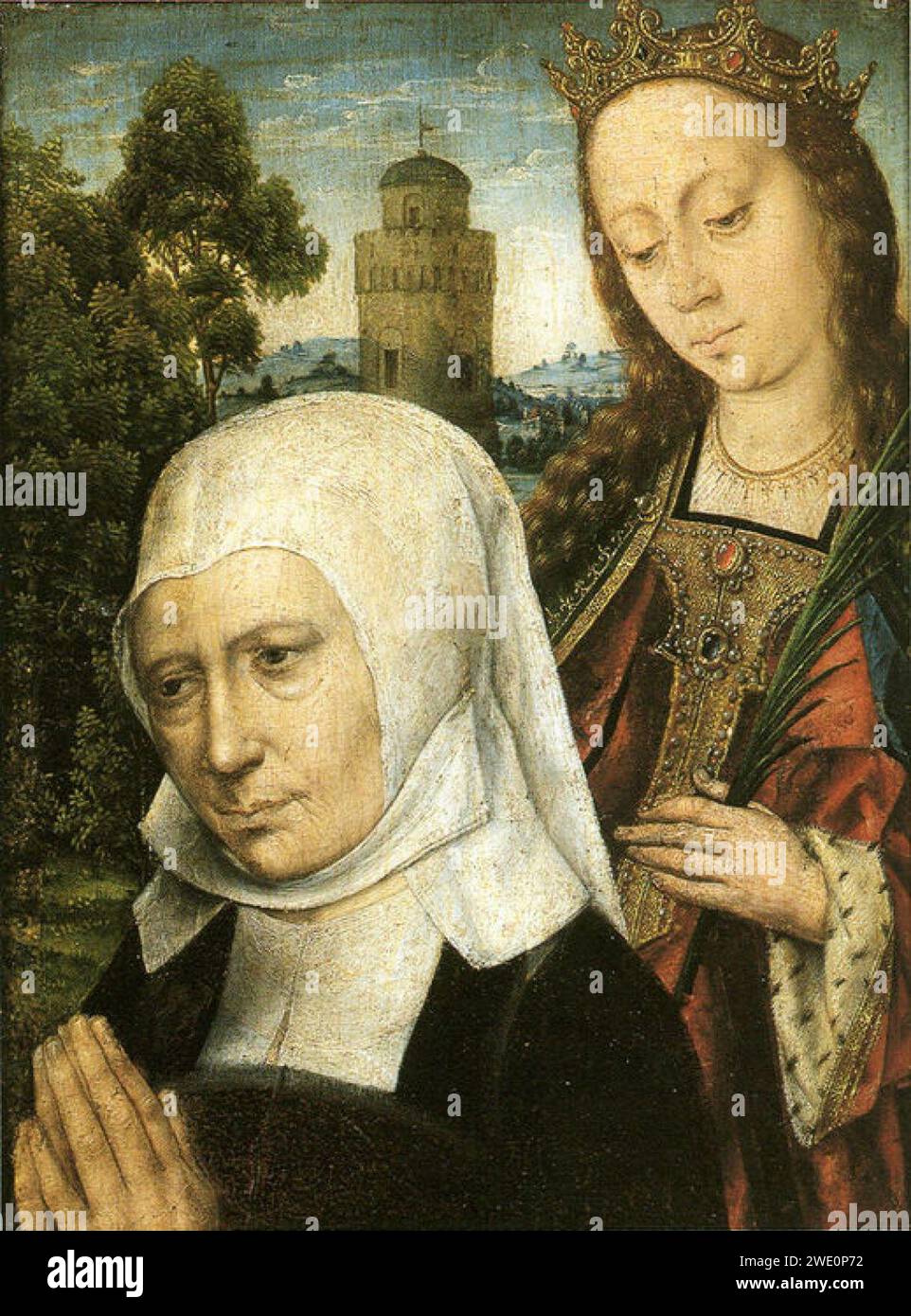 Albrecht Bouts - A Pair of Altarpiece Shutters The donor, with St. James; the donatrix, with St ...