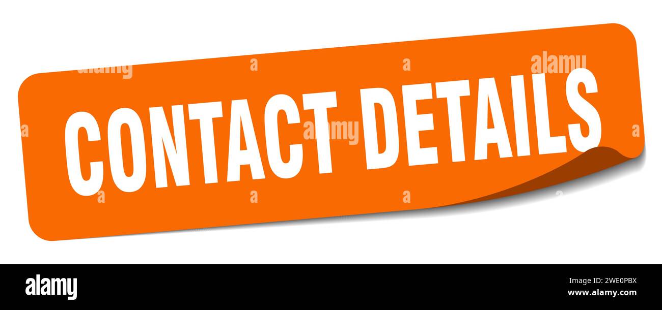 contact details sticker. contact details rectangular label isolated on ...