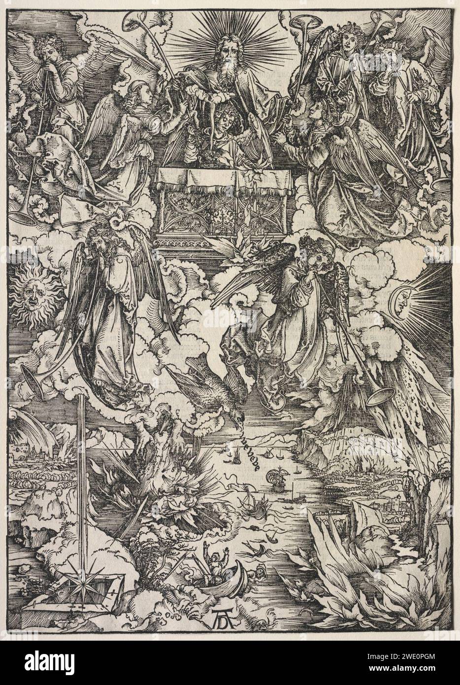 Albrecht Dürer (German, 1471-1528) - Revelation of St. John, Seven Angels with Trumpets Stock ...