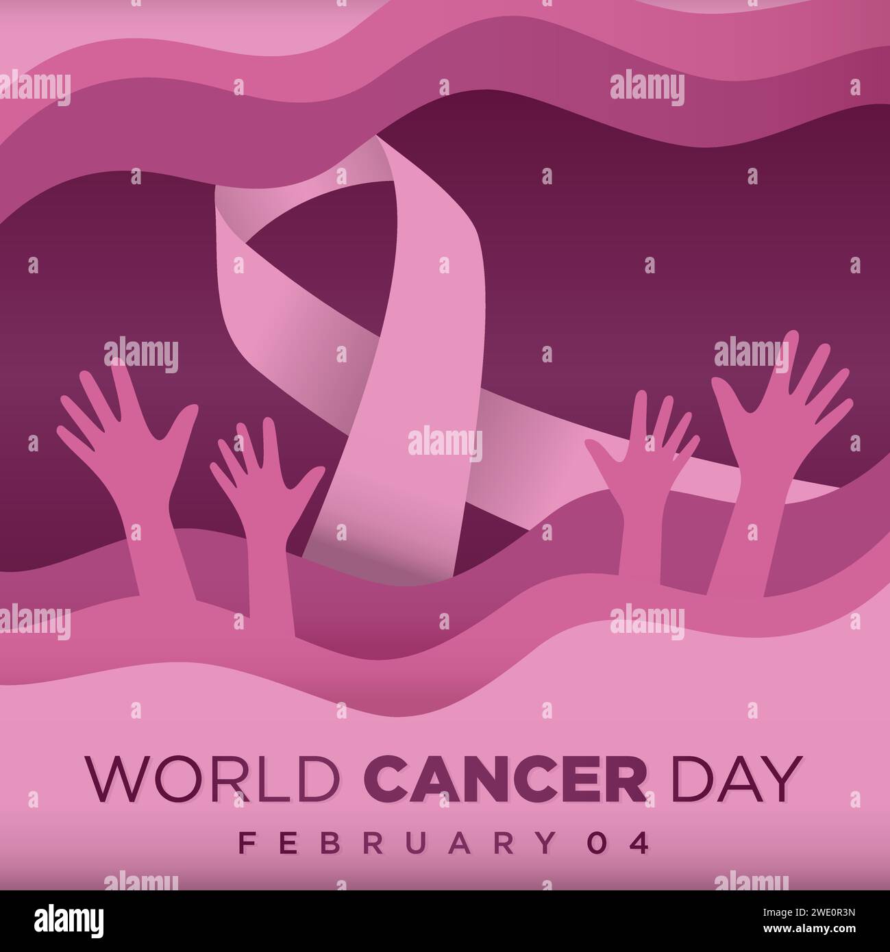 World Cancer Day 3D abstract background and paper cut shapes. Vector ...