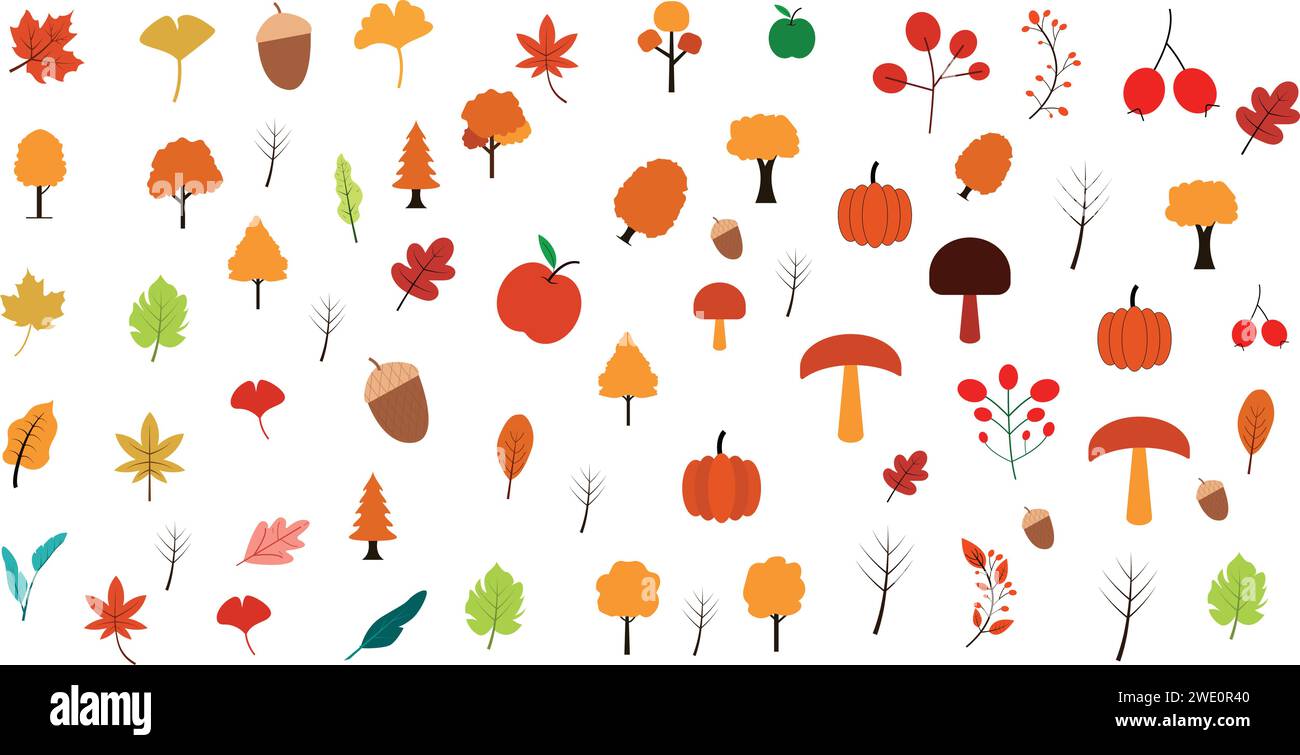 Autumn elements set decoration . Background banner border isolated ...
