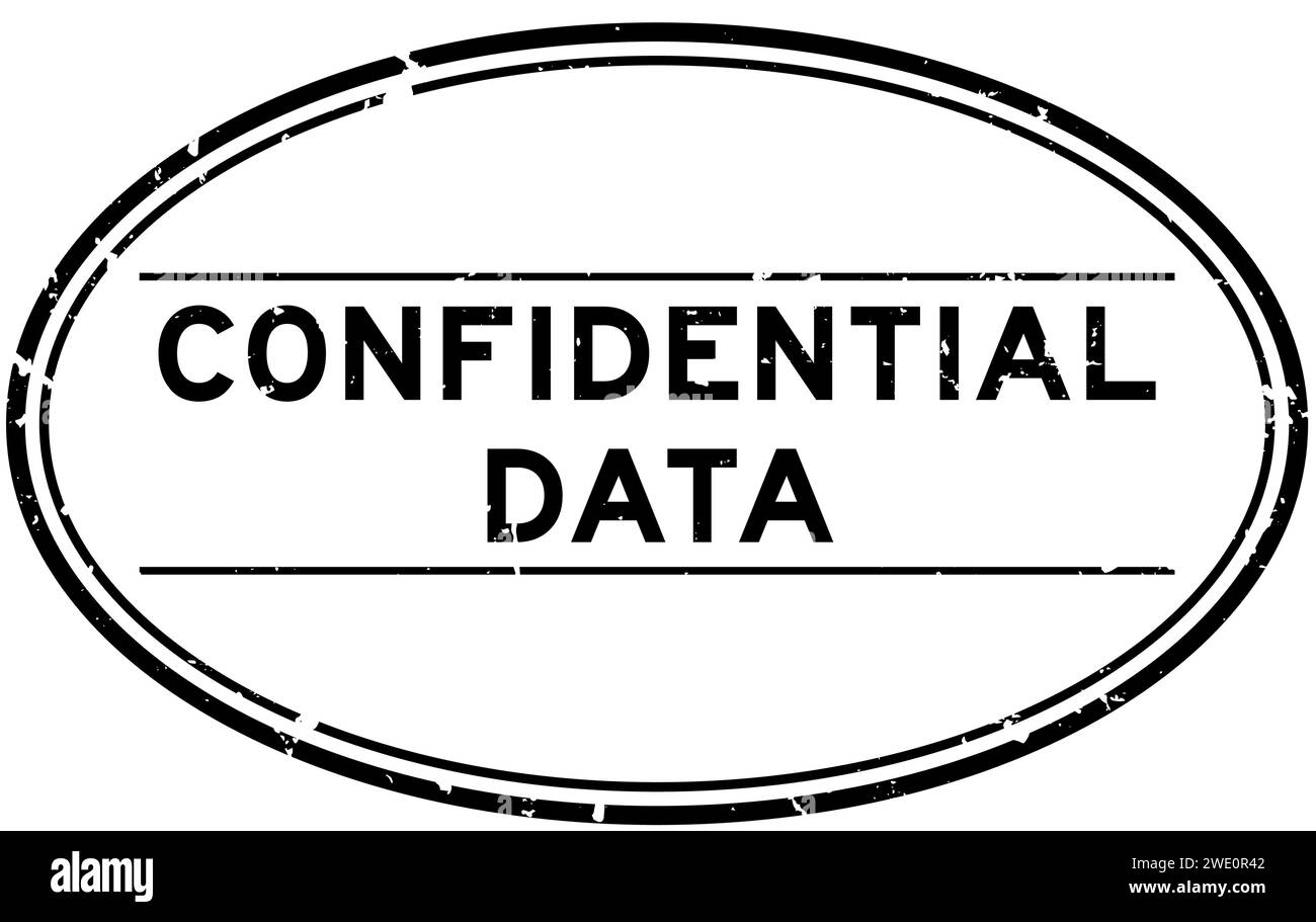 Grunge black confidential data word oval rubber seal stamp on white ...