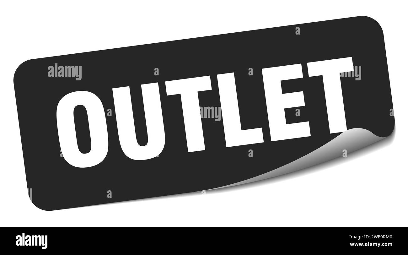 outlet sticker. outlet rectangular label isolated on white background ...