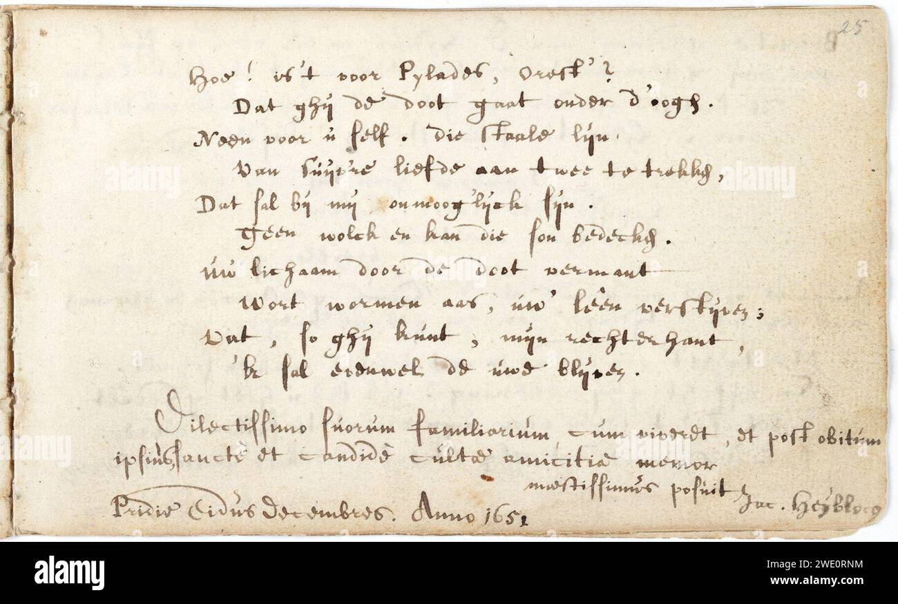 Album amicorum Jacob Heyblocq KB131H26 - p025 - Jacobus Heyblocq - Poem ...
