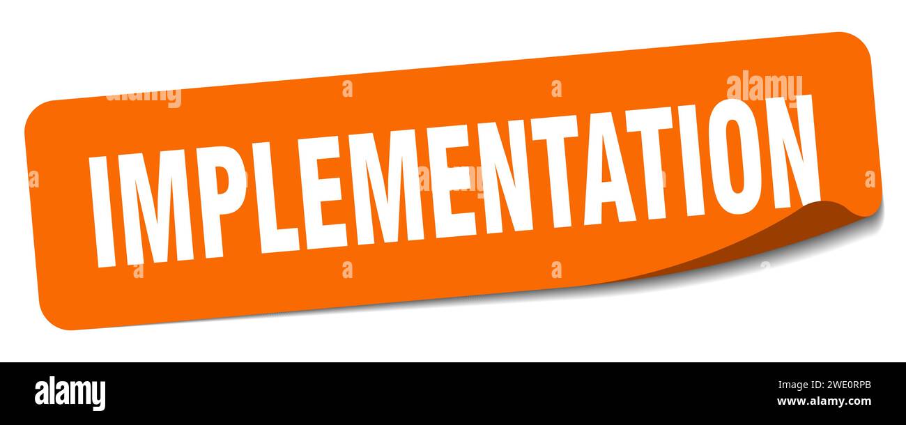 implementation sticker. implementation rectangular label isolated on ...