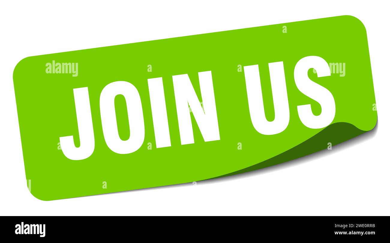 join us sticker. join us rectangular label isolated on white background ...
