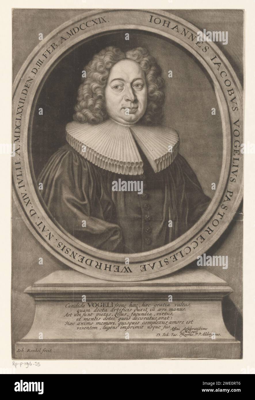 Portrait van Johann Jacob Vogel, Johann Kenckel, 1719 - 1722 print With ...