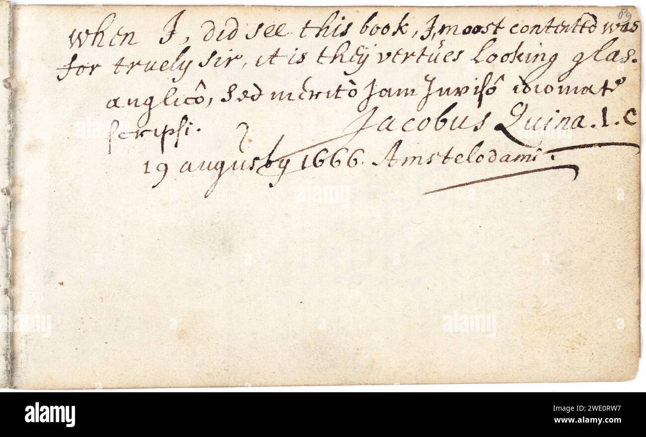 Album amicorum Jacob Heyblocq KB131H26 - p089 - Jacob Quina sr. - Poem ...