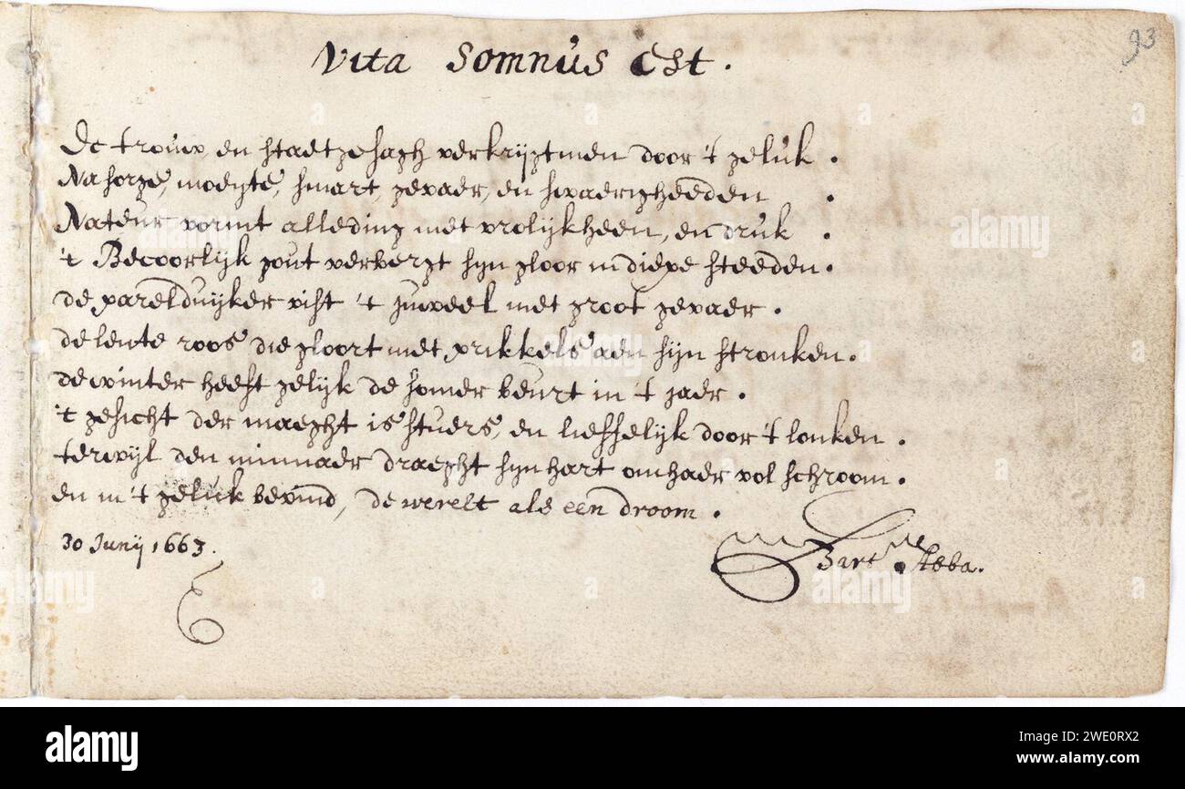 Album amicorum Jacob Heyblocq KB131H26 - p093 - Bartholomaeus Abba ...