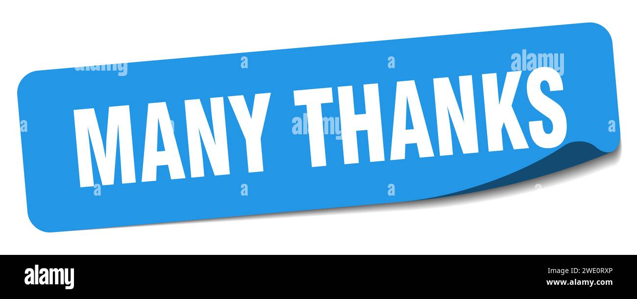 many thanks sticker. many thanks rectangular label isolated on white ...